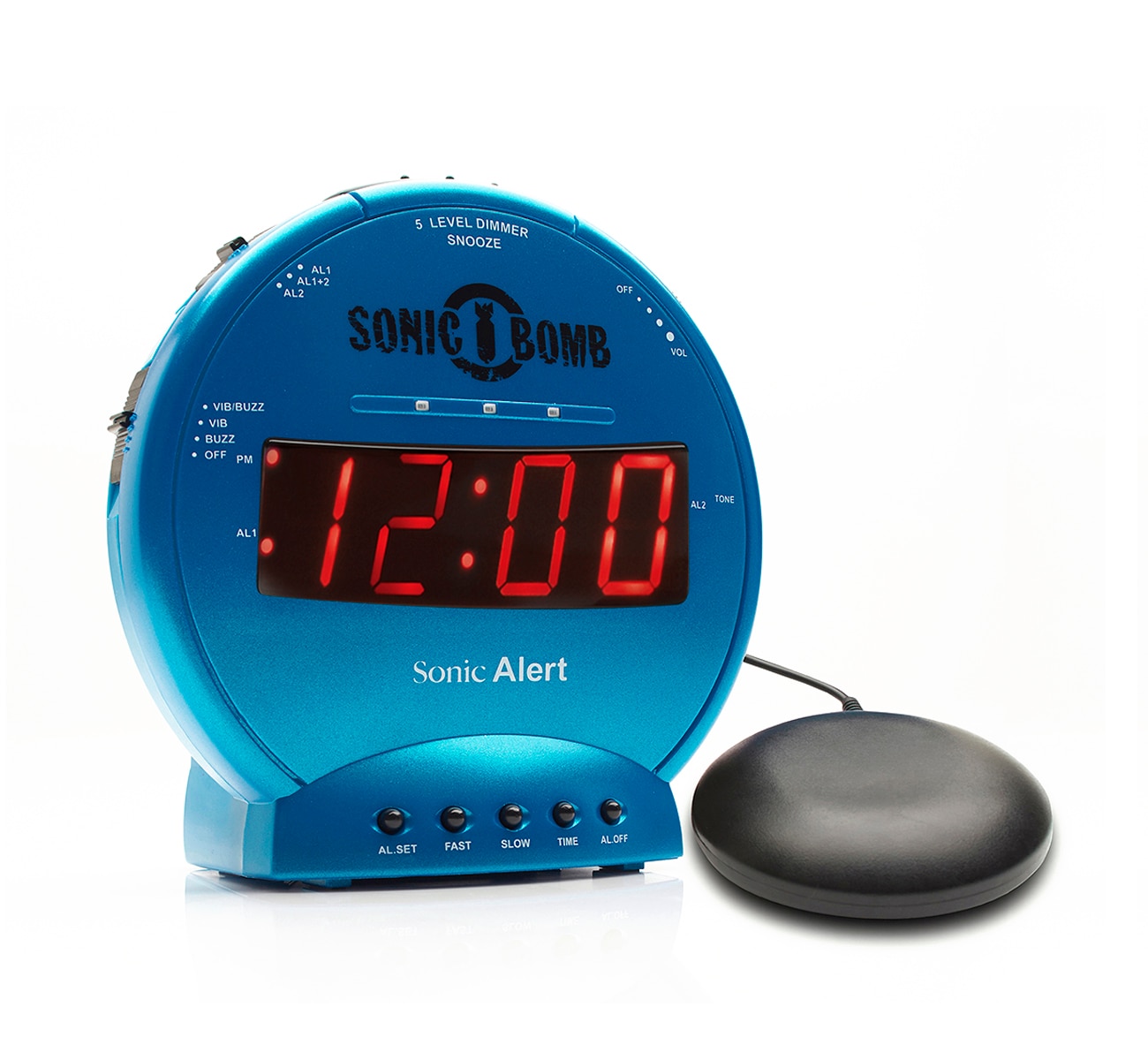 The Sonic Bomb Turquoise Clock with Super Shaker