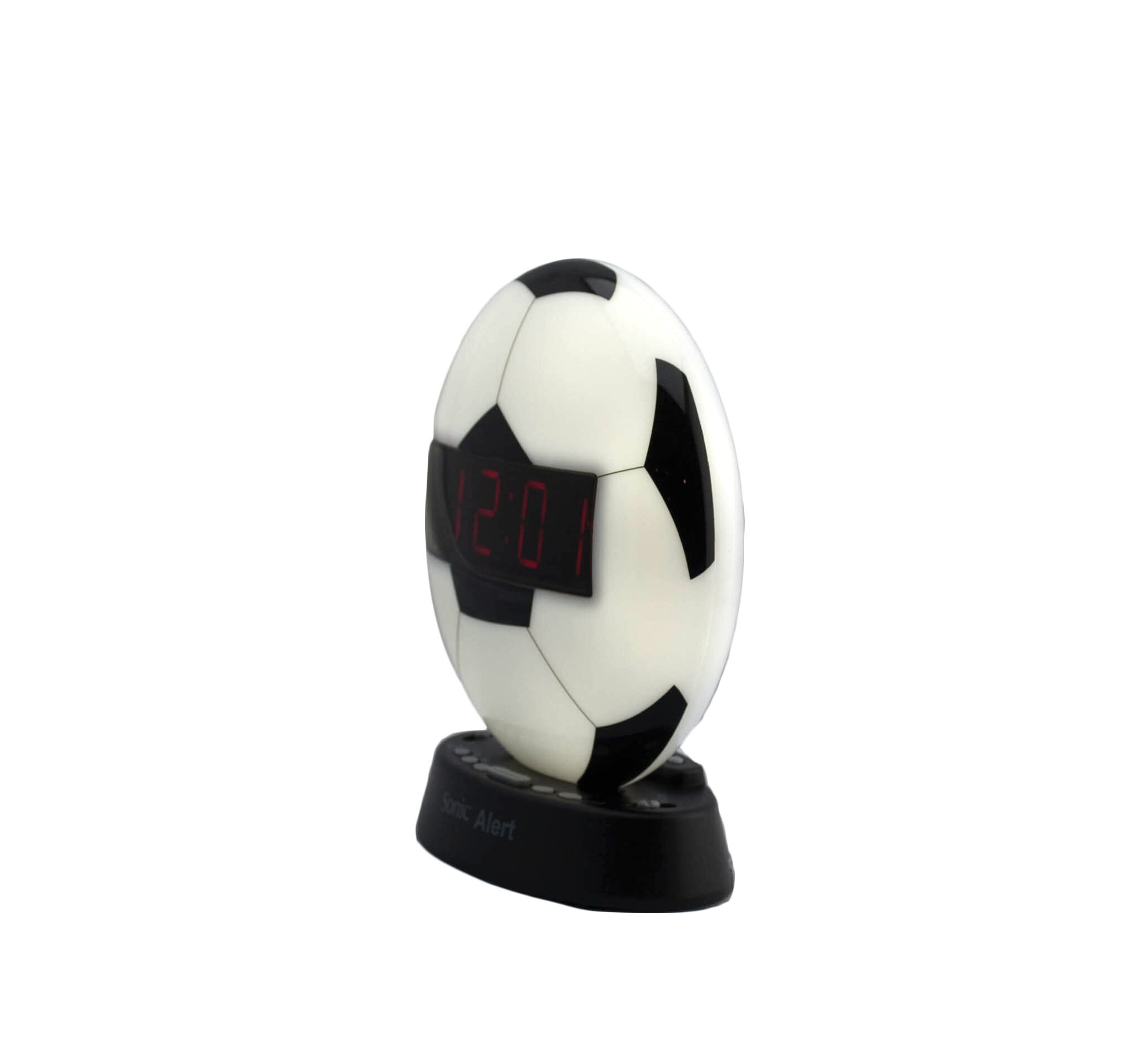 The Sonic Glow Soccer Ball Clock and Sonic Bomb Bed Shaker